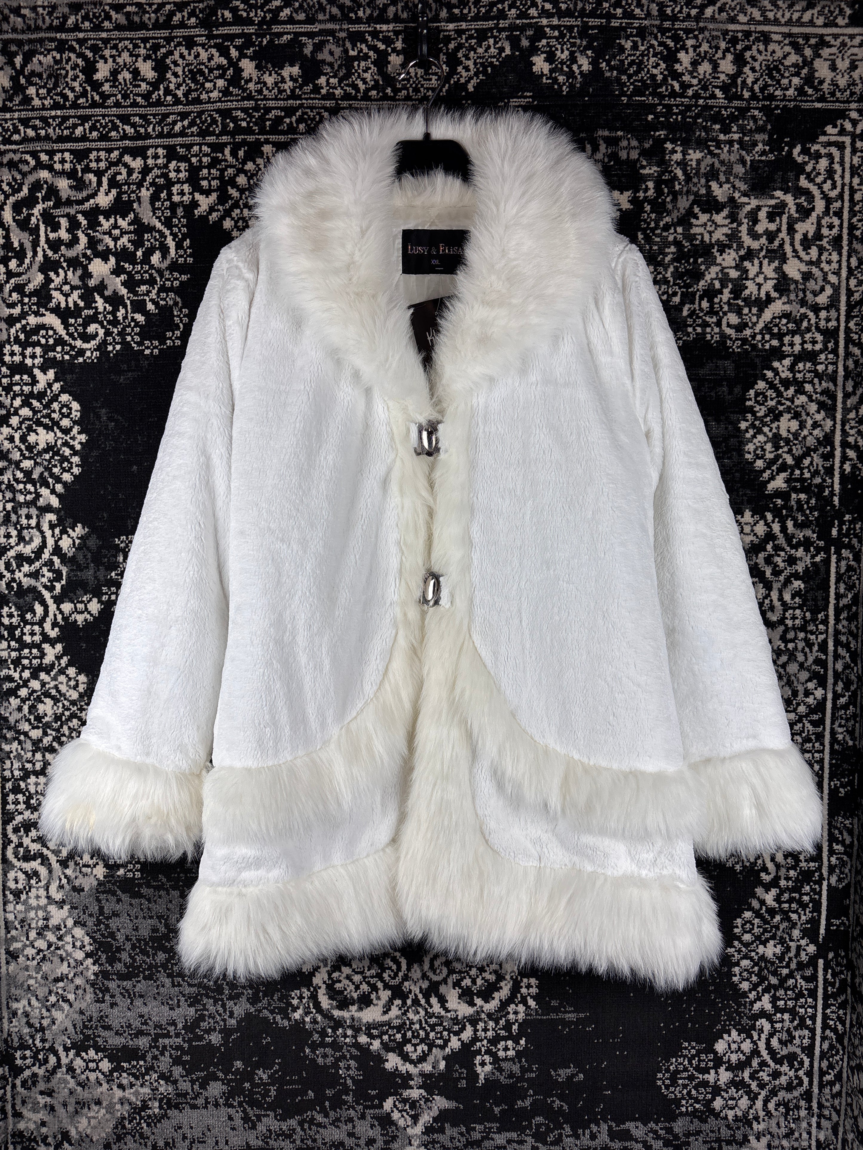 Women's Y2K Style White Soft Faux Fur Coat with Faux Fur Trim – Khuul